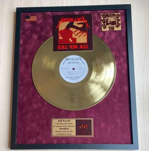 Metallica Kill Em All Gold Vinyl Record In Frame