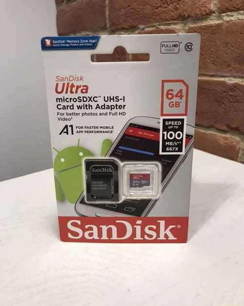 SanDisk Ultra microsdxc UHS-I 64Gb новая