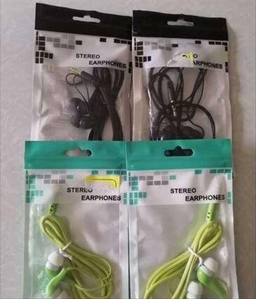 Наушники проводные Stereo Earphones зеленые/черные