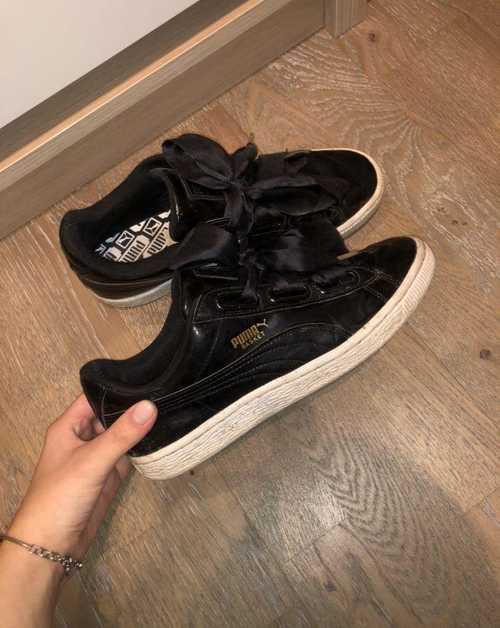 Кроссовки Puma Basket Heart Patent Чёрные