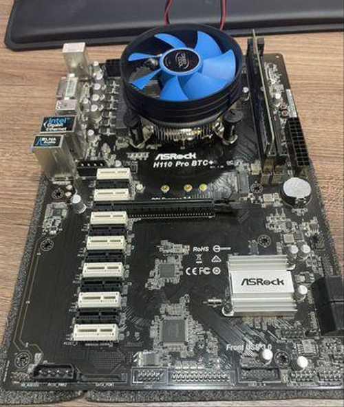 Материнская плата Asrock h110 pro btc + процессор
