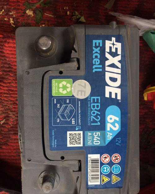 Аккумулятор exide excell eb621 12v 62ah