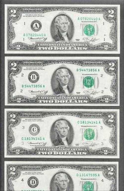 2 доллара США 1976. Все банки. Отличное состояние