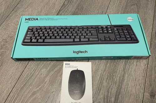 Набор новые клавиатура K200 + мышь B100 Logitech