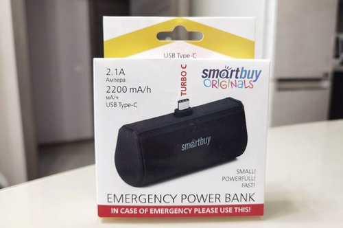 Внешний аккумулятор SmartBuy Turbo Tape-C. Новый