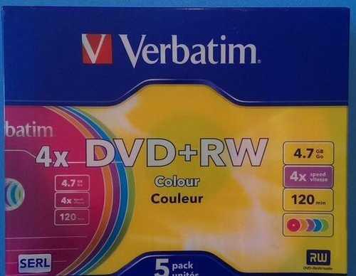 Диск Verbatim DVD+ RW slim-box 4.7Gb 4x Color новы