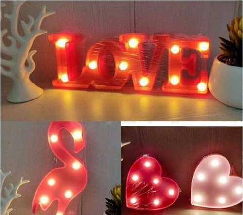 Светильники Love, Фламинго, разные, новые