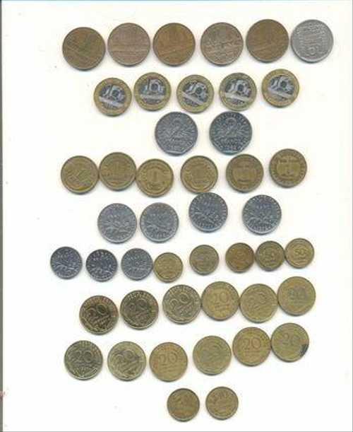 45 монет Франции 1922-97 без дублей