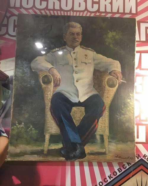 Картина Сталин холст масло, плакетка, панно