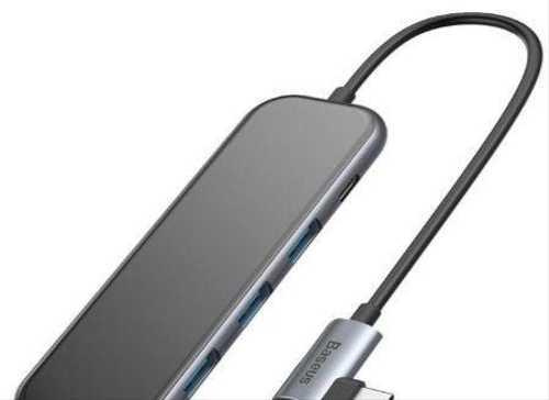 Адаптер 3xUSB3.0, hdmi 4K, Type-C PD