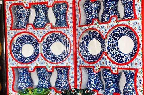 Чайный набор для турецкого чая на 6 персон - фарфо