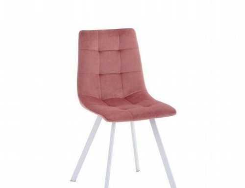 Розовый стул со спинкой Mia, белое основание