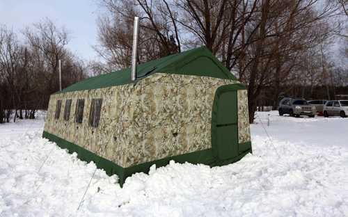 Тёплая палатка (10 мест) для охотников и рыбаков