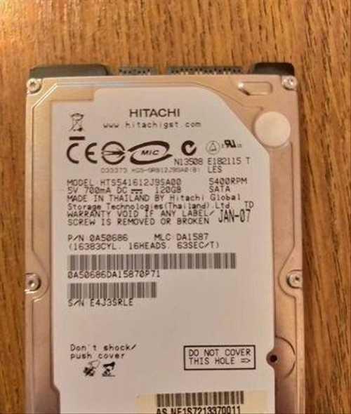 Жесткий диск для ноутбука HDD 2.5 Hitachi 120 GB