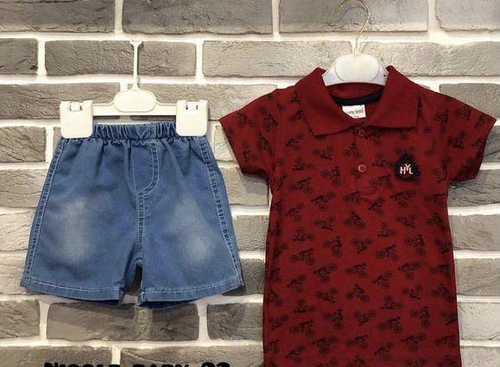 Костюм двойка. Футболка Polo + джинсовые шорты