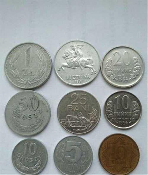 Монеты Польша, Литва, Румыния, гдр, Узбекистан