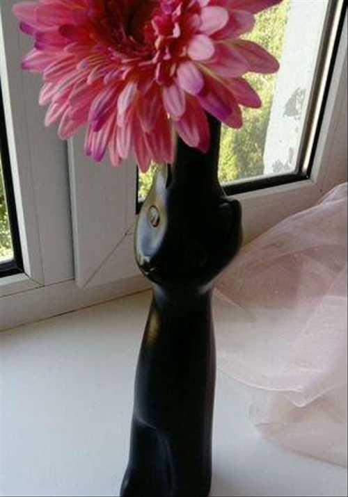 Ваза для цветов чёрная кошка