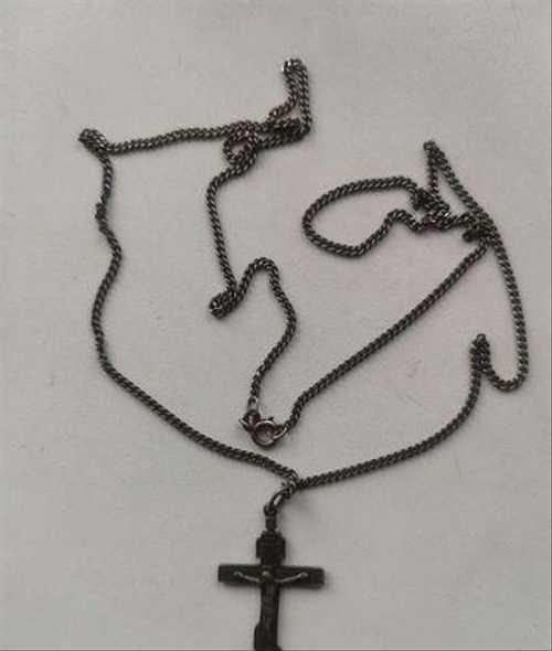 Серебряная цепочка с крестом 925 пр