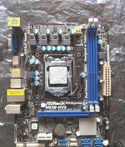 Материнская плата ASRock H61M-HVS с процессором