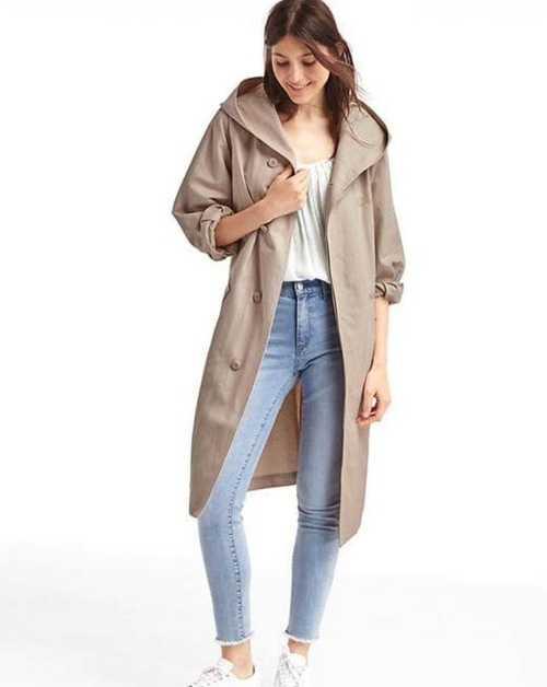 Плащ GAP Hooded midi trench новый США