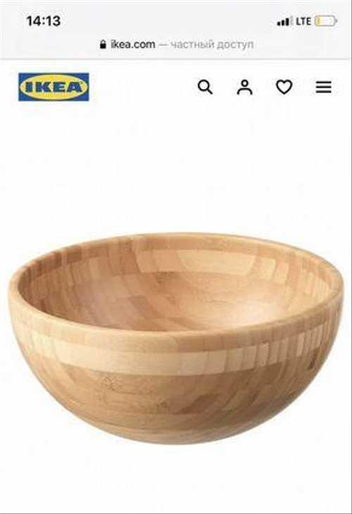 IKEA бамбуковая сервировочная миска 28 см