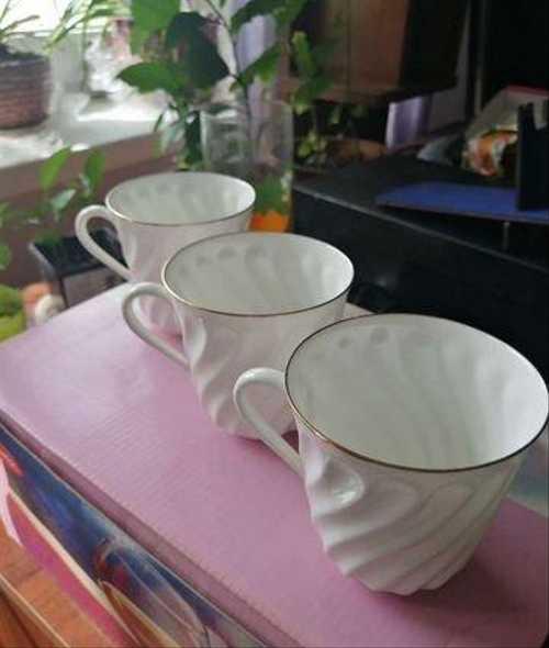 Кофейные чашки лфз костяной фарфор витая форма