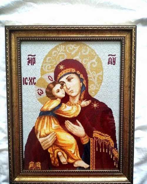 Икона Божьей Матери Владимирская, вышивка крестом