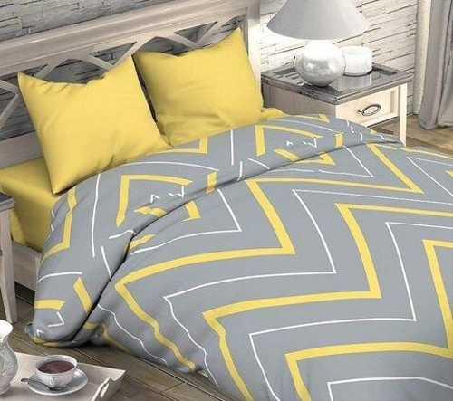 Комплект постельного белья Этель ETP-209-4 Зигзаги желто-серые