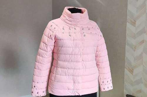 Демисезонная куртка женская короткая розовая р. 46