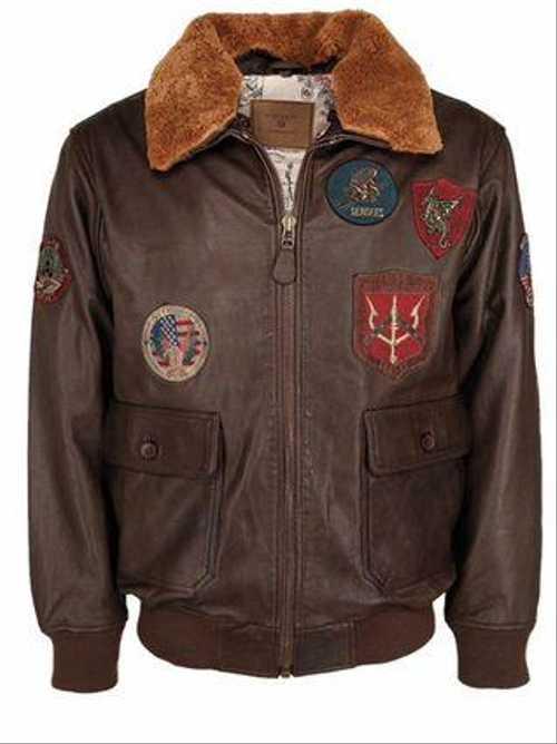 Кожаная куртка пилота "Top Gun" с меховым воротник