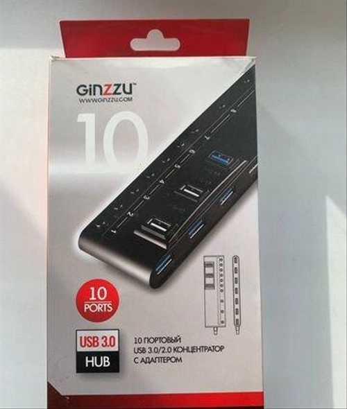 USB хаб на 10 портов Ginzzu GR-380UA в идеале