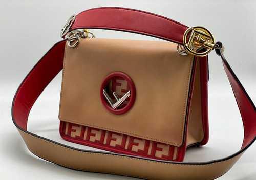 Новая кожаная женская сумка Fendi Kan