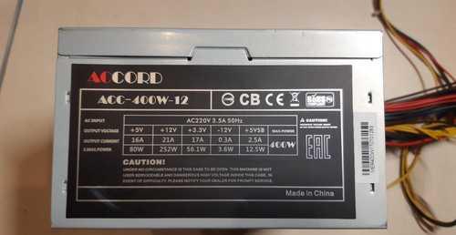 Блок питания Accord 400W