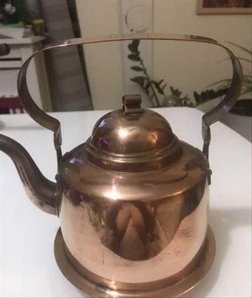 Старинный чайник медь Швеция,клеймо