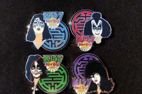 Сет из 4 значков Hard Rock Cafe Japan kiss, 2005