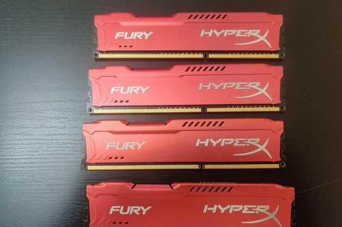 Kingston HyperX fury DDR3, 4 гбx4, 1866 мгц (16гб)