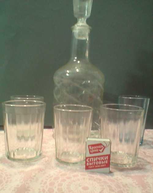 Графин, граненые стаканы СССР