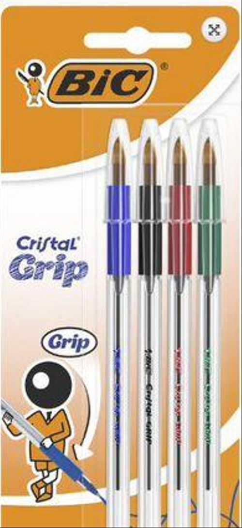 Набор ручек BiC Cristal Grip 4 шт (цветные)