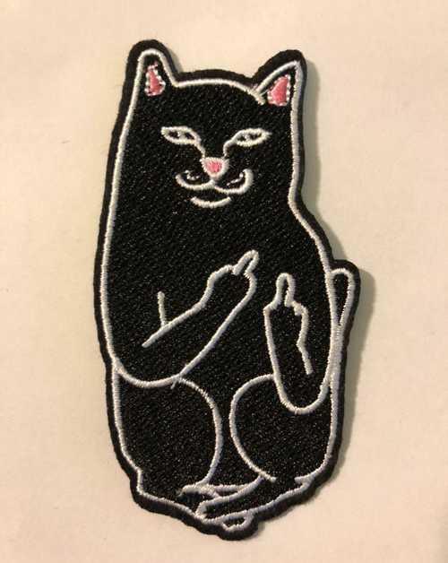 Патч Термо нашивка чёрный кот с факом ripndip