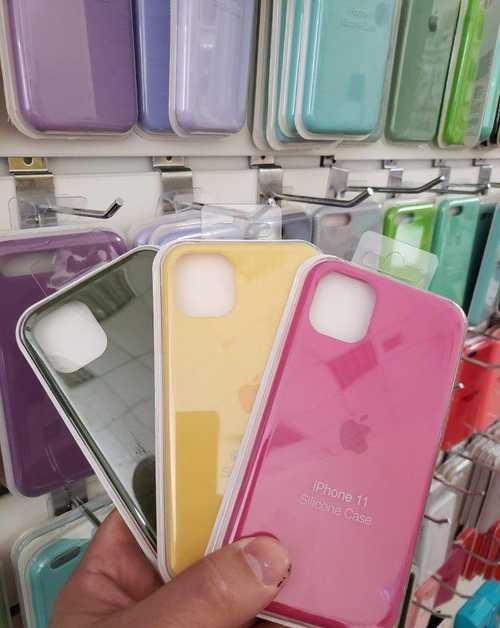 Чехол Silicone Case, стекло iPhone 11 тут)