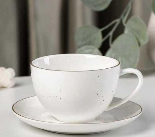 Чашка, чайная пара «Млечный путь» новая из фарфора