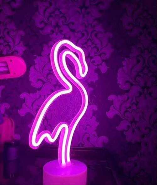 Неоновая лампа - ночник Фламинго
