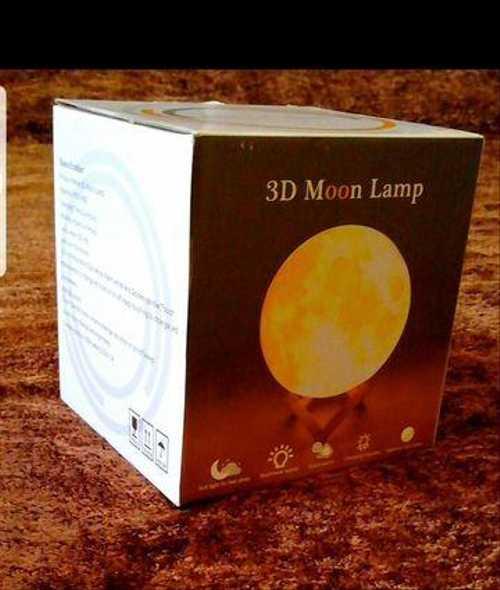 3D Светильник Лампа Луна - 3D moon lamp, 15 см с п