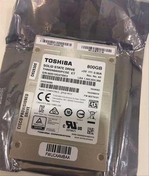 SSD 2.5" (2,5") SATA 800GB промышленный toshiba