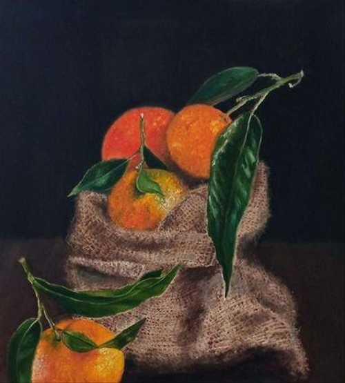 Натюрморт "Апельсины", х/м, 40х50 см