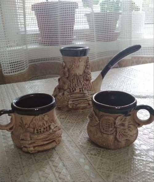 Кофейный набор глиняный декоративный