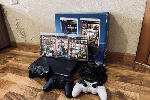 Sony PS3 Super slim 500 Gb 3 джойстика 18 игр