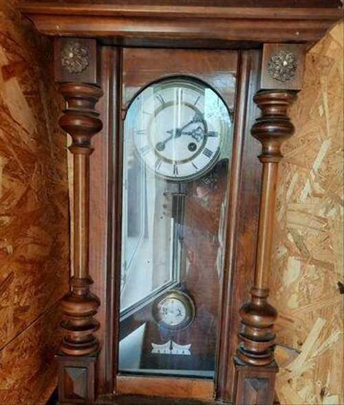 Старинные немецкие настенные часы конец 19 века