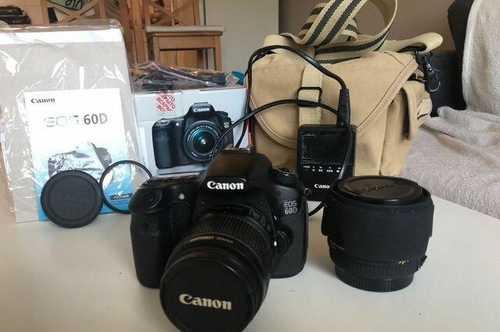 Canon 60D kit 18-55 + обьектив Sigma 30 mm + сумка