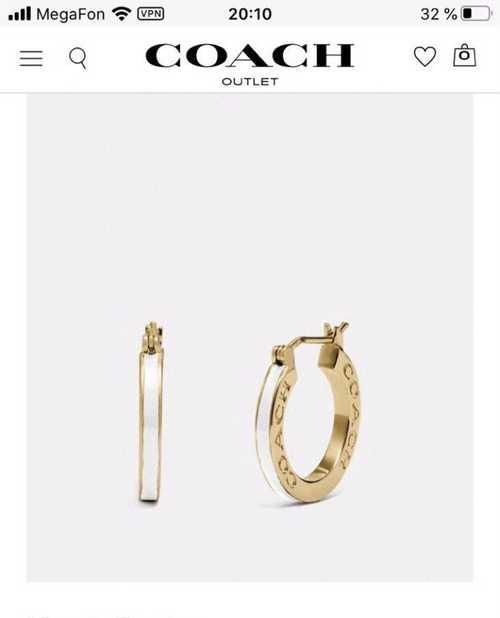 Серьги coach новые
